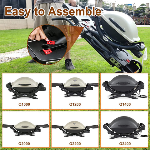Portable Grill Cart for Weber Q1000, Q2000 Series Gas Grills and Black ...