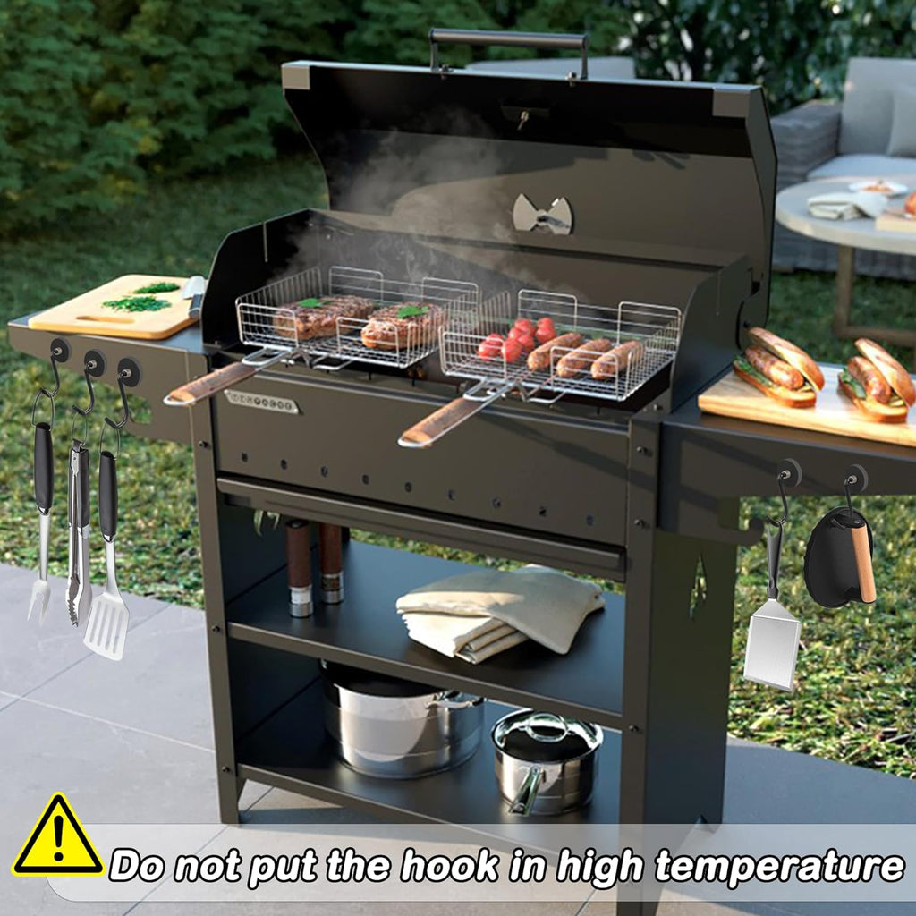 SKNOOY 4 Pack Heavy Duty Magnetic Grill Hooks, Magnet Hooks for Grill ...